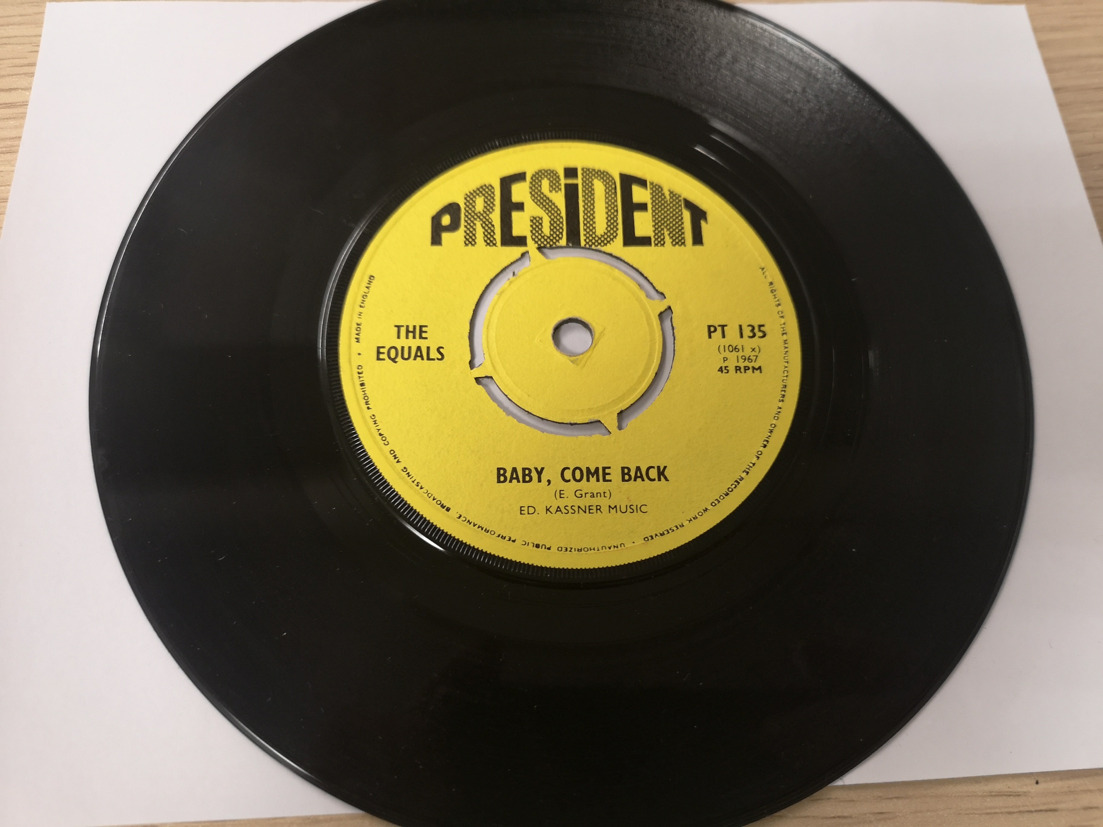 Equals "Baby, Come Back" Orig UK 1967 M- (7" Single) – bassin-maquette